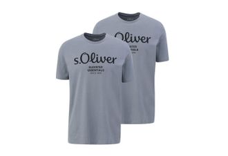 s.Oliver T-Shirt Casual mit Rundhals-Ausschnitt, kurzarm, Logo-Aufdruck im 2er Pack