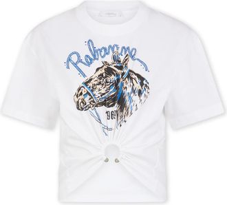 Paco Rabanne Femme, Tops, Blanc, Taille: 36 FR T-shirt en coton imprim&eacute;