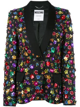 Moschino Blazer mit floraler Stickerei - Schwarz