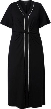 Ulla Popken Maxikleid Maxikleid Piping A-Linie V-Ausschnitt