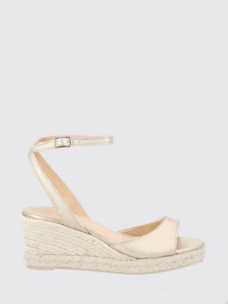 Castaner Sandales compens&eacute;es Brook en cuir lamin&eacute; avec bout ouvert et bride de cheville