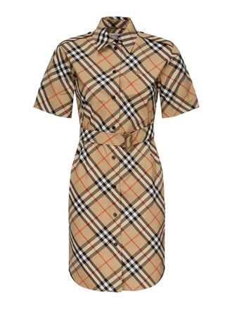 Burberry Robe Au Genou - Beige