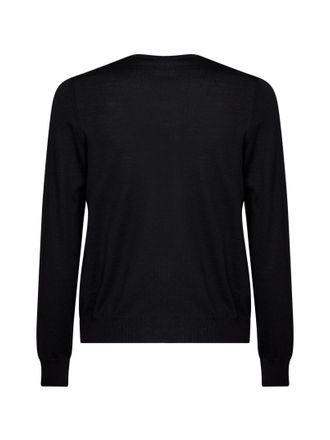 Fendi Mens Knit Sweater Embroidered Virgin Wool Black