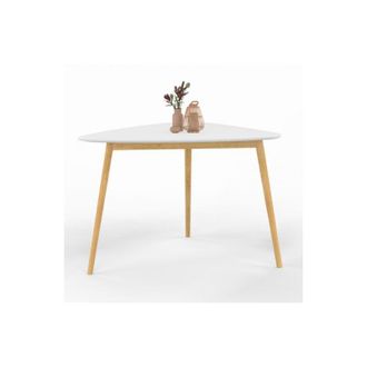 IDMarket Esstisch gaia 4 Personen weiße Tischplatte Holzbeine 110 cm