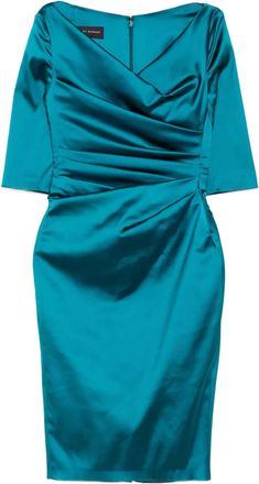 Talbot Runhof robe de cocktail à col v - Bleu