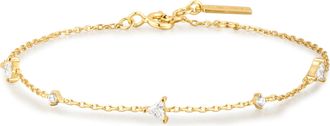 Ania Haie Damen Armband SUNSHINE CHASER Triangular aus 925 Sterling Silber 14k vergoldet, besetzt mit 5 Zirkonia, Länge: 16,5 cm + 2 cm Verlängerung, inkl. Gesc