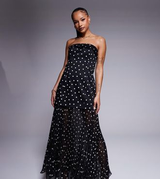 Forever New Robe longueur mollet transparente à plis - Noir à pois