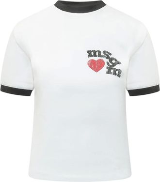 Msgm Msgm, Femme, Tops, Blanc, Taille: 42 FR T-shirt &agrave; manches courtes
