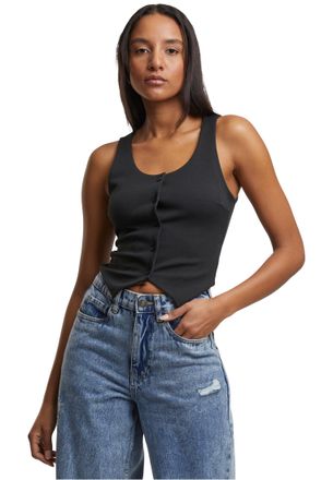 Urban Classics Damen Weste Ladies Jersey Vest, elegante Weste mit U-Ausschnitt und durchgehender Knopfleiste, Gr&ouml;&szlig;en XS - XL