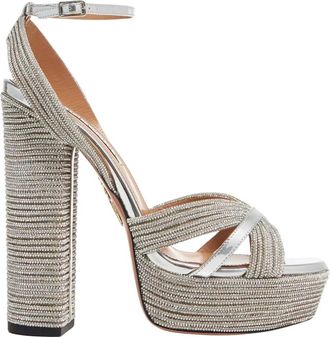 Aquazzura Femme, Chaussures, Gris, Taille: 39 1/2 EU Sandales &agrave; talons aiguilles Ari