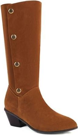 Generic Bottes montantes pour femme avec boutons d&eacute;coratifs et bout pointu et talons blocs durables pour f&ecirc;te, soir&eacute;e, chaussures d&eacute;contract&eacute;es, jaune, 39.5 E