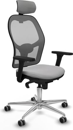 Piqueras y Crespo Pc Stuhl aus grauem Netzgewebe mit 3D-Armlehnen, h&ouml;henverstellbarer Lendenwirbelst&uuml;tze und h&ouml;henverstellbarem Kopfteil, Neigung und Neigung, ausgestat
