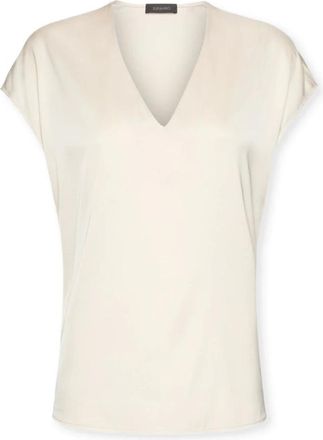 Elena Miro Femme, Blouses et Chemises, Blanc, Taille: 44 FR Blouse en satin &agrave; col en V