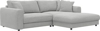 Studio Copenhagen home24 Ecksofa mit Longchair Grau/Hellgrau Webstoff Saia 238cm Longchair davorstehend rechts Modern