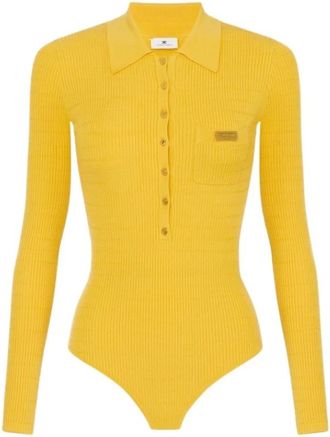 Elisabetta Franchi Femme, Tops, Jaune, Taille: 40 FR Body Tricot