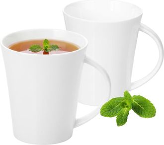 Wilmax England Wilmax - Teetassen & Kaffeetassen - 2er Set - 380ml - Kaffeebecher Porzellan - Becherset - Tasse f&uuml;r Tee, Kaffee, Cappuccino - Porzellantassen mit Gri