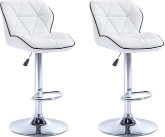 Vente-Unique Barhocker 2er-Set h&ouml;henverstellbar - Kunstleder - Wei&szlig; - Calvin