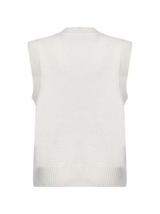 Ami Womens Knit Vest Ami De Coeur Merino Wool Ivory Knitwear Sweater