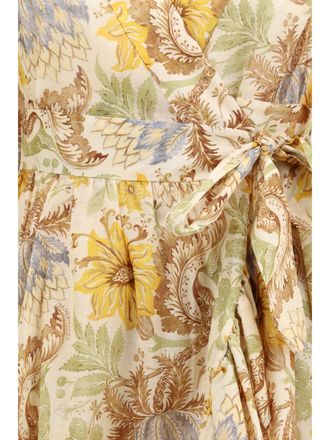 Zimmermann Womens Wrap Mini Dress Daylight Cream Stamp Floral-Cream Cotton Floral/cream