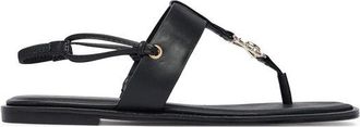 Calvin Klein Sandalen Round Flat Sndl Thong Lth Hdw HW0HW02926 Schwarz