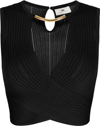 Elisabetta Franchi Femme, Tops, Noir, Taille: 36 FR Top Tricot
