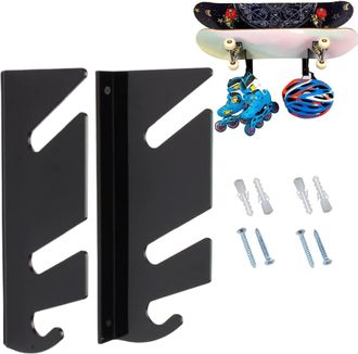 Generic Skateboard Wandregal - Zweischichtige Kleiderb&uuml;gel Display, Reifen Rollschuhhelm Lagerung | Garage Schlafzimmer Spielzimmer Sportger&auml;te Organisation S
