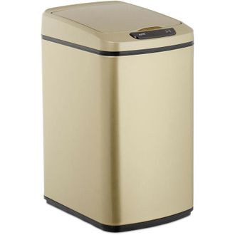 Relaxdays Poubelle capteur 12 l, Automatique, r&eacute;cipient carr&eacute;, senseur d&eacute;chets couvercle et bo&icirc;te int&eacute;rieure, rose dor&eacute;e - Relaxdays