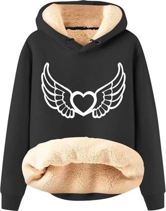 Generic Sweat a Capuche Femme Pull Polaire Femme Sweats Doublé Polaire avec Poche Mode Chaud Hoodie Manches Longues Thermique Hiver Chaud Pull