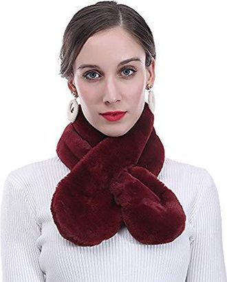 Lina & Lily &Eacute;charpe Femme en Fausse Fourrure (Rouge)