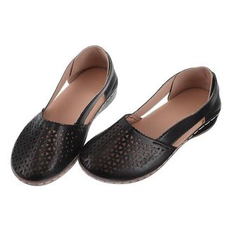 PartyKindom Sandales Compensées Femme Talons Bas Confortables Sandales Mules Respirantes à Découpes pour Marche Été Noir