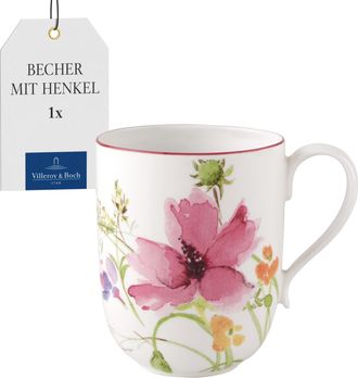 Villeroy & Boch Mariefleur Henkelbecher 370 ml Bunt, Spülmaschinenfest, Mikrowellensicher, Kaffeetasse, Kaffeebecher, Große Tasse, Geschirr, Blümchengeschirr, Premium