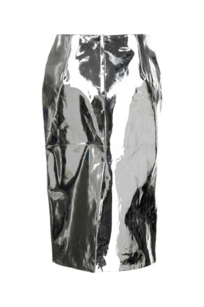 Jil Sander Womens Ovine Leather Skirt Silver