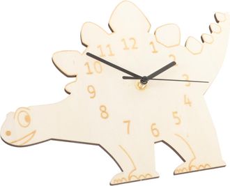 Amosfun Dino Uhr Tickenfreie Tischuhr Dekorative Cartoon Holz Design Zimmer Dekoration Haushalts Uhr