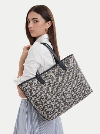 Tommy Hilfiger Handtasche Th Icon Tote Jacquard AW0AW18889 Blau