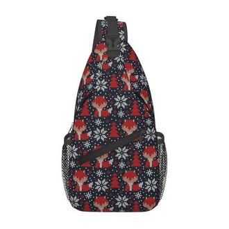 Generic Sapins De No&euml;l Flocons De Neige Renards Roux Sac &Agrave; Bandouli&egrave;re Pratique Sacs &Agrave; Dos Multifonctionnel Sac Banane Pour Homme Femme Cyclisme