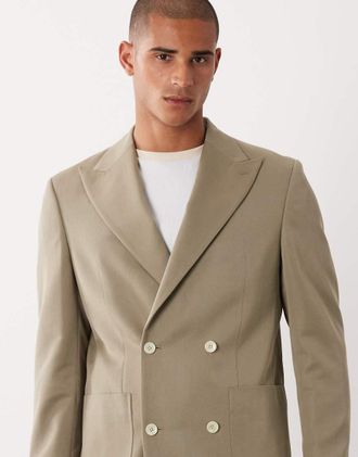 Asos Veste de costume coupe classique - Kaki-Vert