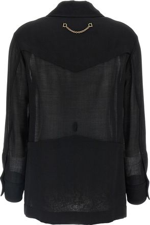Ferragamo Semi-Sheer Wool Jacket - Black