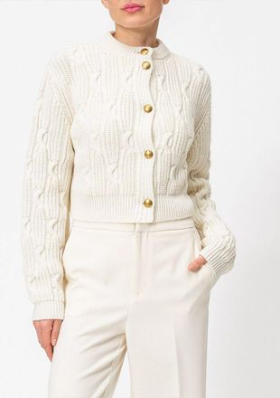 Twinset Cardigan aus Wollmischung mit Rundhalsausschnitt und Metallkn&ouml;pfen