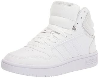 adidas Womens Hoops 3.0 Mid Basketball Shoe, White/White/Dash Grey, 8