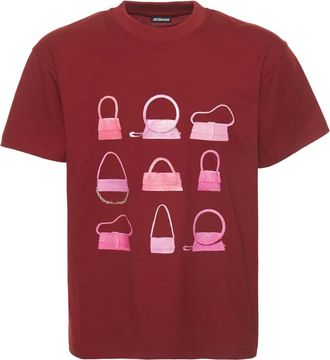Jacquemus Femme, Tops, Rouge, Taille: 40 FR T-shirt &agrave; Manches Courtes avec Imprim&eacute; Sac