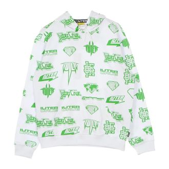 Iuter Wei&szlig;e Allover Hoodie Leichter Sweatshirt - - Sweatshirts & Hoodies - Herren - Wei&szlig; - L