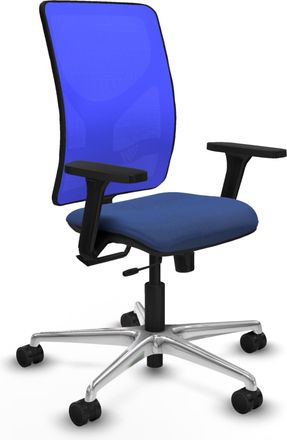 Piqueras y Crespo Drehbarer Schreibtischstuhl mit Rollen mit 3D-Armen, h&ouml;henverstellbare Lendenwirbelst&uuml;tze, ausgestattet mit Syncro/Traslack und Schneideschaum, Blau/M