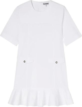 Ganni Femme, Robes, Blanc, Taille: 38 FR Mini-robe en coton stretch