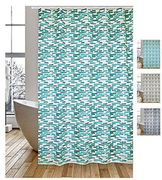 MSV Cotexsa by Premium Anti-Schimmel Textil Duschvorhang - Anti-Bakteriell, waschbar, 100% wasserdicht, mit 12 Duschvorhangringen - Polyester, Loft Türkis