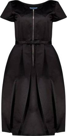 Prada Duchesse Seidenkleid - - Dresses - Damen - Schwarzk - XS
