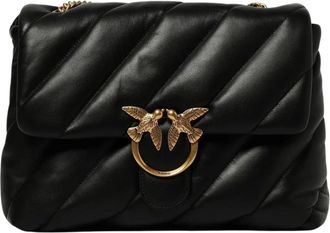 Pinko Pinko, Femme, Sacs, Noir, Taille: ONE Size Sac bandouli&egrave;re en cuir matelass&eacute;