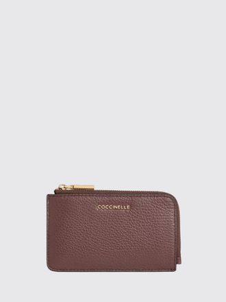 Coccinelle Gestreifter Metallic Soft Kartenhalter mit Rei&szlig;verschluss von aus genarbtem Leder