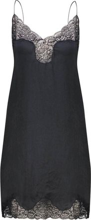 Saint Laurent Damen Slipkleid mit Spitzenbesatz