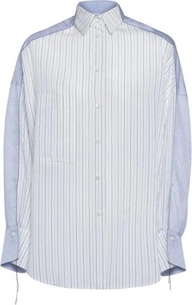 Tela Femme, Blouses et Chemises, Bleu, Taille: 42 FR Camicia Over In Modal Righata Sul Davanti Bianca E Sul Retro Celeste