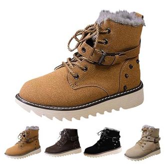 Generic Bottes dhiver hautes pour femme avec doublure en polaire &eacute;paisse - Bottes &agrave; plateforme d&eacute;contract&eacute;es chaudes en fausse fourrure - Bottines de neige &agrave; 